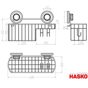 HASKO accessories - Powerful Vacuum Suction Cup Shower Caddy Basket for Shampoo - Combo Organizer Basket with Soap Holder and Hooks - Stainless Steel Holder for Bathroom Storage (Chrome)