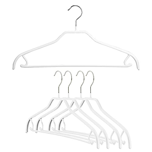 Mawa by Reston Lloyd Silhouette Non-Slip Space Saving Hanger with Skirt Hooks, Style 41/FRS, Set of 5, White