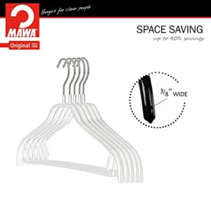 Mawa by Reston Lloyd Silhouette Non-Slip Space Saving Hanger with Skirt Hooks, Style 41/FRS, Set of 5, White