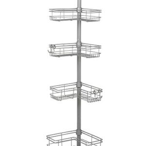 Zenna Home Tension Pole Shower Caddy, Satin Nickel & Expandable Over-The-Shower Caddy, Chrome