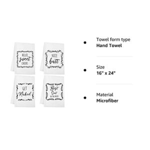 4 Pieces Funny Hand Towel with Sayings Decorative Kitchen Towels Rustic Bath Hand Towels for Bathroom Kitchen Farmhouse Restroom, 16 x 24 Inch