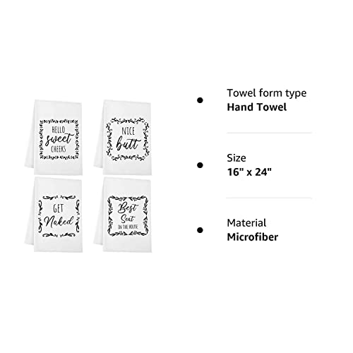 4 Pieces Funny Hand Towel with Sayings Decorative Kitchen Towels Rustic Bath Hand Towels for Bathroom Kitchen Farmhouse Restroom, 16 x 24 Inch