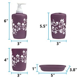 Blue Donuts Bathroom Accessories Set Complete, Toilet Brush and Holder, Trash Can, Toothbrush Holder, Purple, 7 Pieces