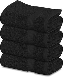 gold textiles premium black hand towels for bathroom -100% ring spun cotton (4 pack, 16x30 inches) luxury soft absorbent & quick dry, large bathroom hand towel perfect for hotel, salon, gym & spa