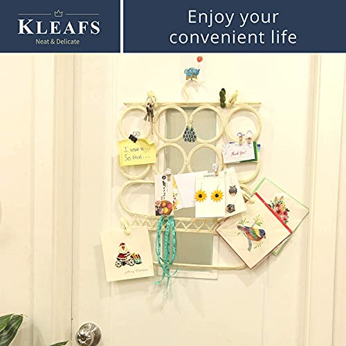 KLEAFS - Handmade Scarf Hangers for Closet with Hook for Bulky Scarf, Space-Saving Scarf Organizer, Scarf Storage Classical Lifestyle, Hijab Hangers (Beige - 8 Rings, 2 Ellipse)