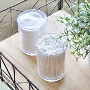 Youngever 2 Pack 8 Ounce Clear Qtip Holders, Plastic Apothecary Jars, Cotton Swab Holders, Bathroom Vanity Organizers