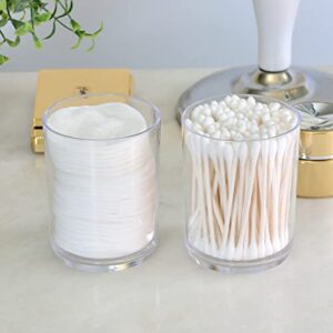 Youngever 2 Pack 8 Ounce Clear Qtip Holders, Plastic Apothecary Jars, Cotton Swab Holders, Bathroom Vanity Organizers