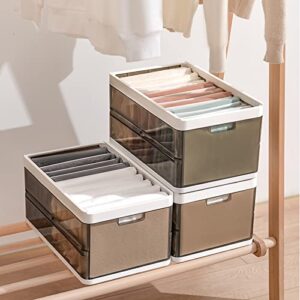 CINPIUK Stackable Storage Bins with Lids, Clear Drawer Organizers for Clothing, Collapsible Storage Bins Closet Drawers for Clothes, Toys, w/Removable Grids, 2Pcs