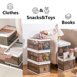 CINPIUK Stackable Storage Bins with Lids, Clear Drawer Organizers for Clothing, Collapsible Storage Bins Closet Drawers for Clothes, Toys, w/Removable Grids, 2Pcs