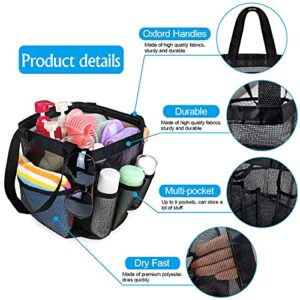 8 Pocket Mesh Shower Caddy Basket Portable, Toiletry Caddy Organizer for Bathroom College Dorm Room, Gym, Showers, Swimming, Travel Essentials and for Bathroom Accessories (Black)