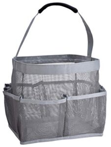 mesh shower bag - easily carry, organize bathroom toiletry essentials while taking a shower. (9-pockets | grey)