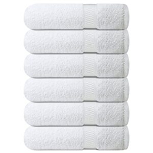 Infinitee Xclusives Premium White Hand Towels 6 Pack, 16x28 Inches, Hotel and Spa Quality, Highly Absorbent and Super Soft Hand Towels for Bathroom