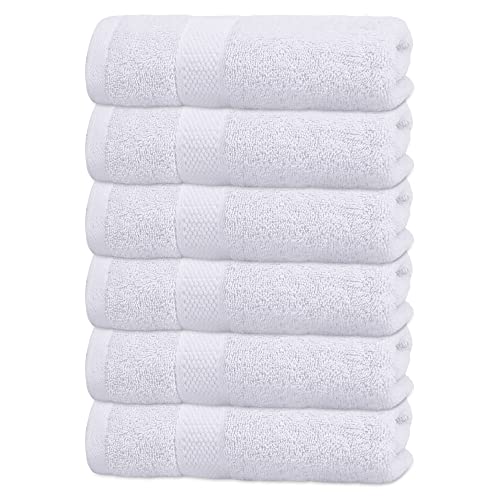 Infinitee Xclusives Premium White Hand Towels 6 Pack, 16x28 Inches, Hotel and Spa Quality, Highly Absorbent and Super Soft Hand Towels for Bathroom