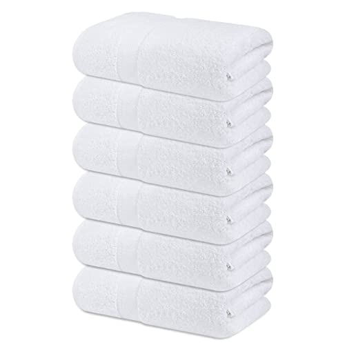 Infinitee Xclusives Premium White Hand Towels 6 Pack, 16x28 Inches, Hotel and Spa Quality, Highly Absorbent and Super Soft Hand Towels for Bathroom