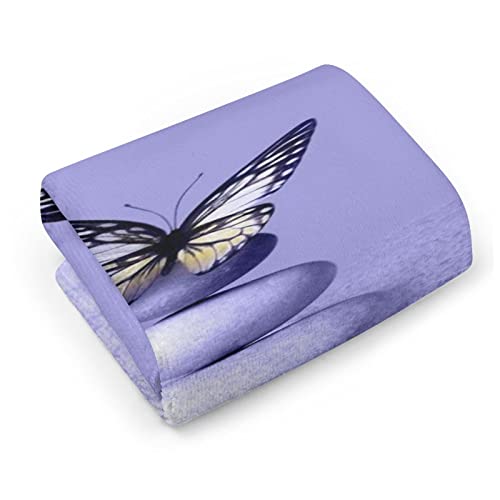 TsyTma Butterfly on Zen Stones Hand Towels Purple Quick Dry Bathroom Washcloth 30 X 15 Inches for Beach Guest Hotel Spa Gym Sports Yoga Home