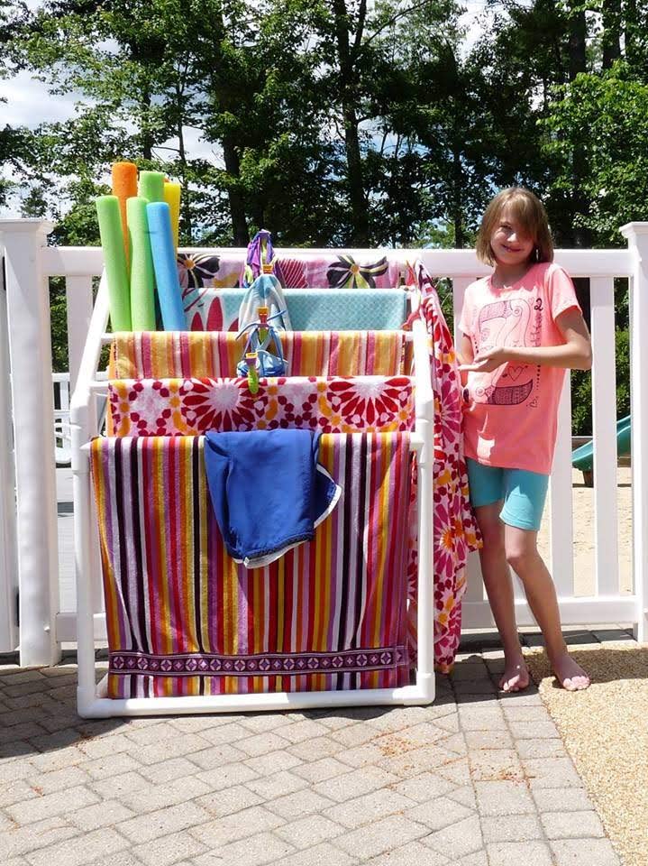 TowelMaid 5 Bar Freestanding Outdoor Poolside Towel Rack