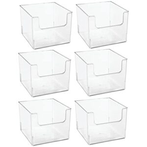 mDesign Modern Plastic Open Front Dip Storage Organizer Bin Basket for Closet Organization - Shelf, Cubby, Cabinet, and Cupboard Organizing Decor - Ligne Collection - 6 Pack - Clear