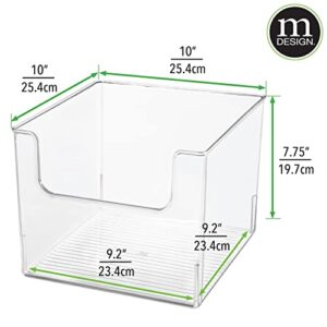 mDesign Modern Plastic Open Front Dip Storage Organizer Bin Basket for Closet Organization - Shelf, Cubby, Cabinet, and Cupboard Organizing Decor - Ligne Collection - 6 Pack - Clear