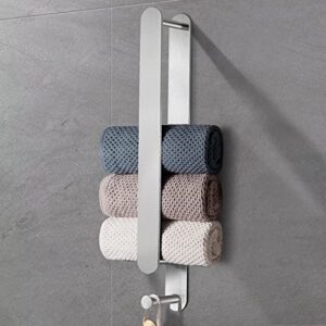 livehitop bathroom towel bar, self adhesive wall mounted hand towel holders no drilling sus304 stainless steel for face small towels (silver, 1)