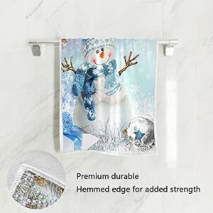 Winter Snowman Gifts Soft Hand Towels for Bathroom 30X15,Decorative Beautiful Snowflakes Kitchen Dish Fingertip Towels Washcloth for Guest Gift Home Family