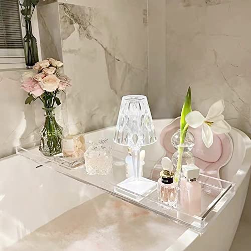 Bathtub Tray - 30" Modern Clear Acrylic Bathtub Caddy Tray for Luxury Bath - Bathtub Shelf Table for Placing Wine Glass Soap Dish Tablet Book Bathtub Accessories, Lover Gift