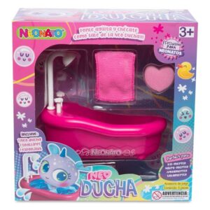 ksimerito neonate nerlie pink neo-ducha fantasy shower set accessory kit with bathtub, towel & heart shaped sponge - edition in spanish by distroller