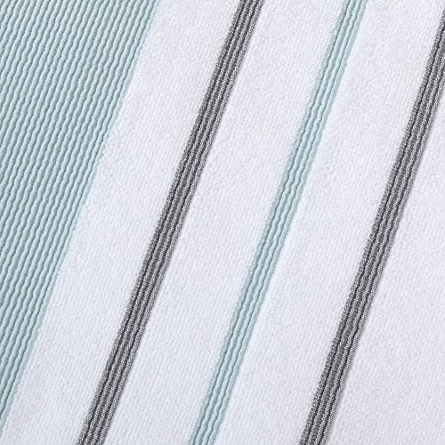 Great Bay Home 6-Piece Luxury Hotel/Spa Cotton Striped Towel Set, 500 GSM. Includes Bath Towels, Hand Towels and Washcloths. Noelle Collection by Brand. (Eucalyptus/Grey)