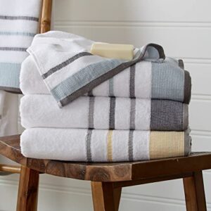 Great Bay Home 6-Piece Luxury Hotel/Spa Cotton Striped Towel Set, 500 GSM. Includes Bath Towels, Hand Towels and Washcloths. Noelle Collection by Brand. (Eucalyptus/Grey)