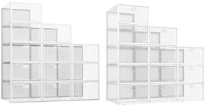 pinkpum 12 pack shoe storage boxes fit for size 11 12pack shoe ogranizer for closet fit for size 9 12pack