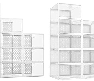 Pinkpum 12 Pack Shoe Storage Boxes Fit for Size 11 12Pack Shoe Ogranizer for Closet Fit for Size 9 12Pack