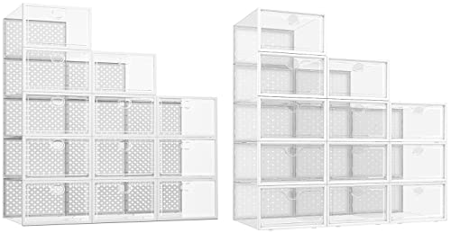 Pinkpum 12 Pack Shoe Storage Boxes Fit for Size 11 12Pack Shoe Ogranizer for Closet Fit for Size 9 12Pack