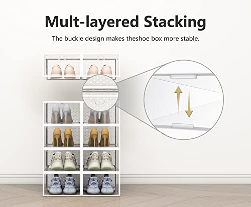 Pinkpum 12 Pack Shoe Storage Boxes Fit for Size 11 12Pack Shoe Ogranizer for Closet Fit for Size 9 12Pack