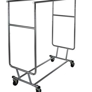 Only Garment Racks Commercial Grade Double Rail Rolling Clothing Rack, Heavy Duty - Designed with Solid"One Piece" Top Rails and Base. Heavy Gauge Steel Construction, Rack Weighs 39 Lbs.