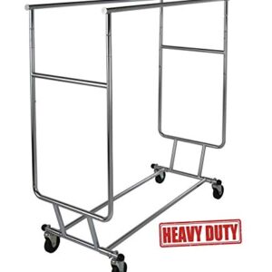 Only Garment Racks Commercial Grade Double Rail Rolling Clothing Rack, Heavy Duty - Designed with Solid"One Piece" Top Rails and Base. Heavy Gauge Steel Construction, Rack Weighs 39 Lbs.