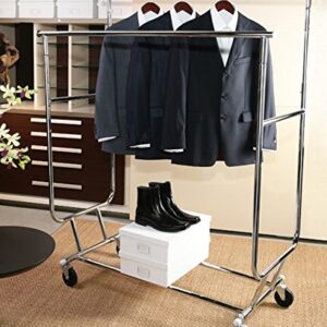 Only Garment Racks Commercial Grade Double Rail Rolling Clothing Rack, Heavy Duty - Designed with Solid"One Piece" Top Rails and Base. Heavy Gauge Steel Construction, Rack Weighs 39 Lbs.