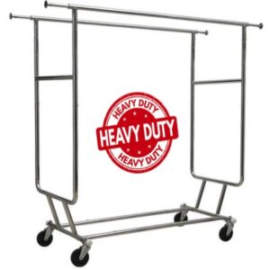 Only Garment Racks Commercial Grade Double Rail Rolling Clothing Rack, Heavy Duty - Designed with Solid"One Piece" Top Rails and Base. Heavy Gauge Steel Construction, Rack Weighs 39 Lbs.