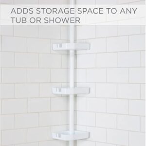 Bath Bliss 4 Tier Shelf Tension Adjustable Corner Storage Organizer Bathroom in Matte White Shower Caddy