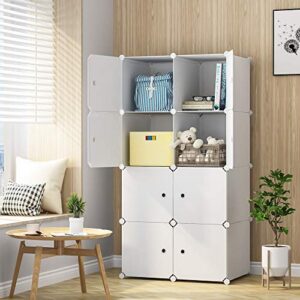 kousi large cube storage - 14"x18" depth cube (8 cubes) cube organizer cube storage shelves cubby organizing closet storage organizer cabinet shelving bookshelf toy organizer, white