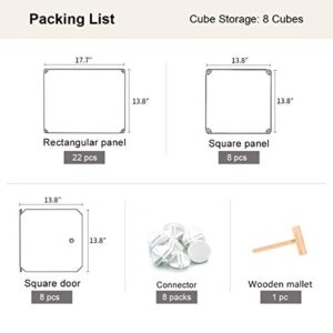 KOUSI Large Cube Storage - 14"x18" Depth Cube (8 Cubes) Cube Organizer Cube Storage Shelves Cubby Organizing Closet Storage Organizer Cabinet Shelving Bookshelf Toy Organizer, White