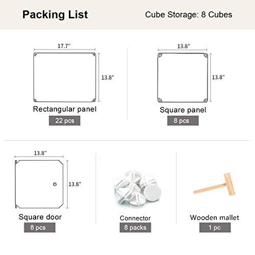 KOUSI Large Cube Storage - 14"x18" Depth Cube (8 Cubes) Cube Organizer Cube Storage Shelves Cubby Organizing Closet Storage Organizer Cabinet Shelving Bookshelf Toy Organizer, White