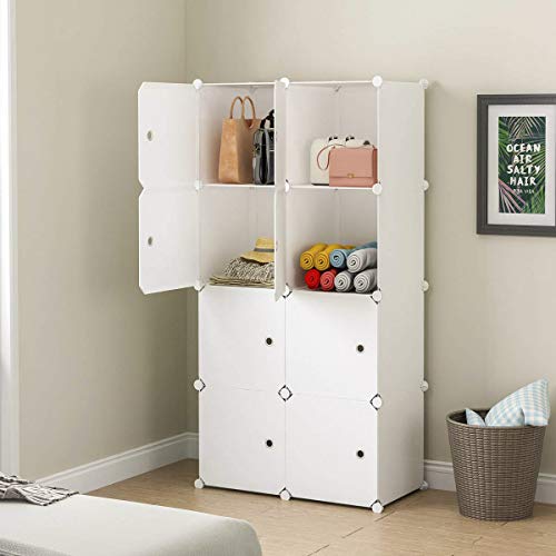 KOUSI Large Cube Storage - 14"x18" Depth Cube (8 Cubes) Cube Organizer Cube Storage Shelves Cubby Organizing Closet Storage Organizer Cabinet Shelving Bookshelf Toy Organizer, White