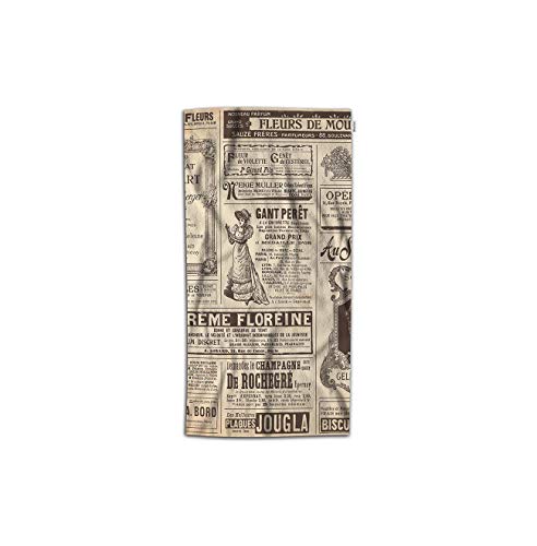 Moslion Paris Hand Towel Vintage France Newspaper French Girl Women Letter Quote Towel Soft Microfiber Face Hand Towel Kitchen Bathroom for Kids Baby Men 15x30 Inch Brown