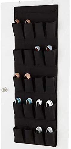 Beeiee Over The Door Shoe Organizer, 20 Pocket Hanging Shoe Organizer,with Sturdy Hooks (Black)