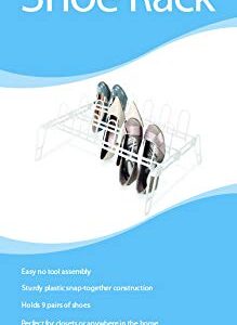 Whitmor 9 Pair Floor Shoe Rack, White