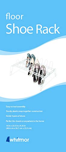 Whitmor 9 Pair Floor Shoe Rack, White