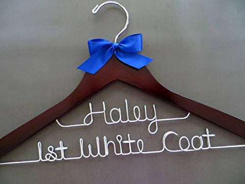 Flowershave357 2 Line First White Coat Hanger with Name 1st White Coat Ceremony Doctor Hanger Medical School Graduation Gift Personalized Doctor Gift