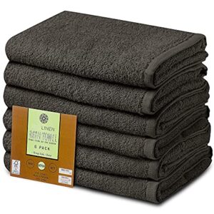 Cotton Bath Towels Set Grey 22" x 44" Pack of 6 Ultra Soft 100% Cotton Bath Towel Charcoal Grey Highly Absorbent Daily Usage Bath Towel Ideal for Pool Home Gym Spa Hotel