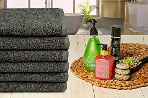 Cotton Bath Towels Set Grey 22" x 44" Pack of 6 Ultra Soft 100% Cotton Bath Towel Charcoal Grey Highly Absorbent Daily Usage Bath Towel Ideal for Pool Home Gym Spa Hotel