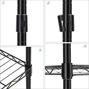 BRIAN & DANY Free-standing Closet Garment Rack, Heavy Duty Clothes Wardrobe, Rolling Clothes Rack, Closet Storage Organizer with Hanger Bar, Contains 10 hooks, Black, 47.72" L x 17.99" W x 70.87" H