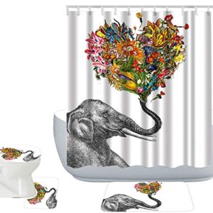 amagical colorful elephant flowers decor 16 piece bathroom mat set shower curtain set bathroom mat contour mat toilet cover shower curtain with 12 hooks